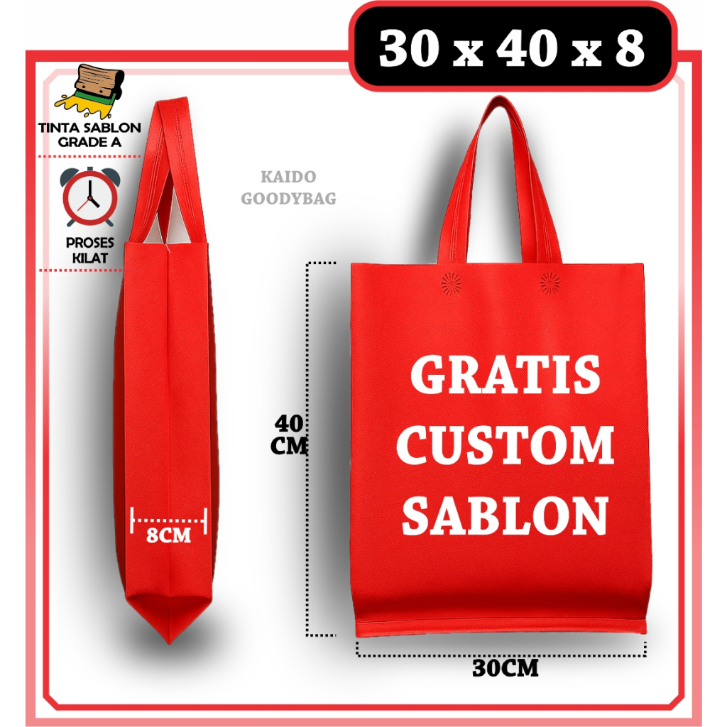 Jual TAS SPUNBOND CUSTOM LEBARAN HAJATAN 30x40 TAS HAMPERS GOODYBAG ...
