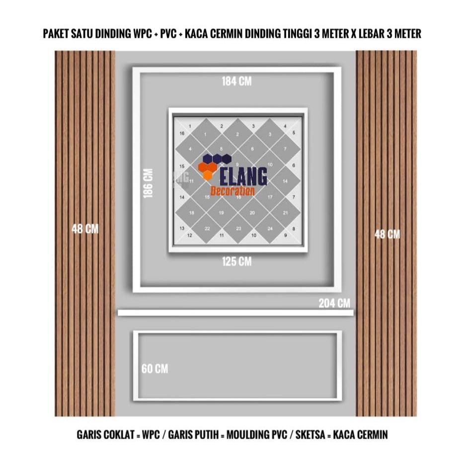 Jual Paket Wall panel + Moulding pvc + kaca cermin ukuran dinding ...
