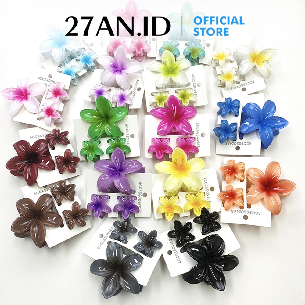 Jual ( 27AN.ID ) Jepit Rambut H1022 Bunga Kamboja Set Isi 3 Pcs Jedai ...