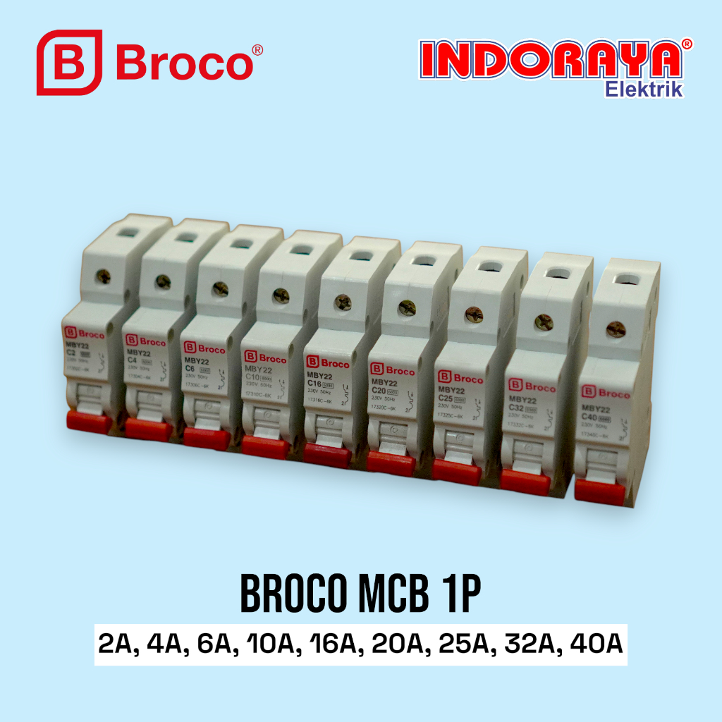 Jual BROCO MCB 2A/1P 17302 C | 4A/1P 17304 C | 6A/1P 17306 C | 10A/1P ...