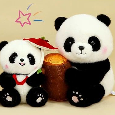 Jual Boneka mainan Boneka Panda bambu panda kayu Cokelat Lucu dengan ...