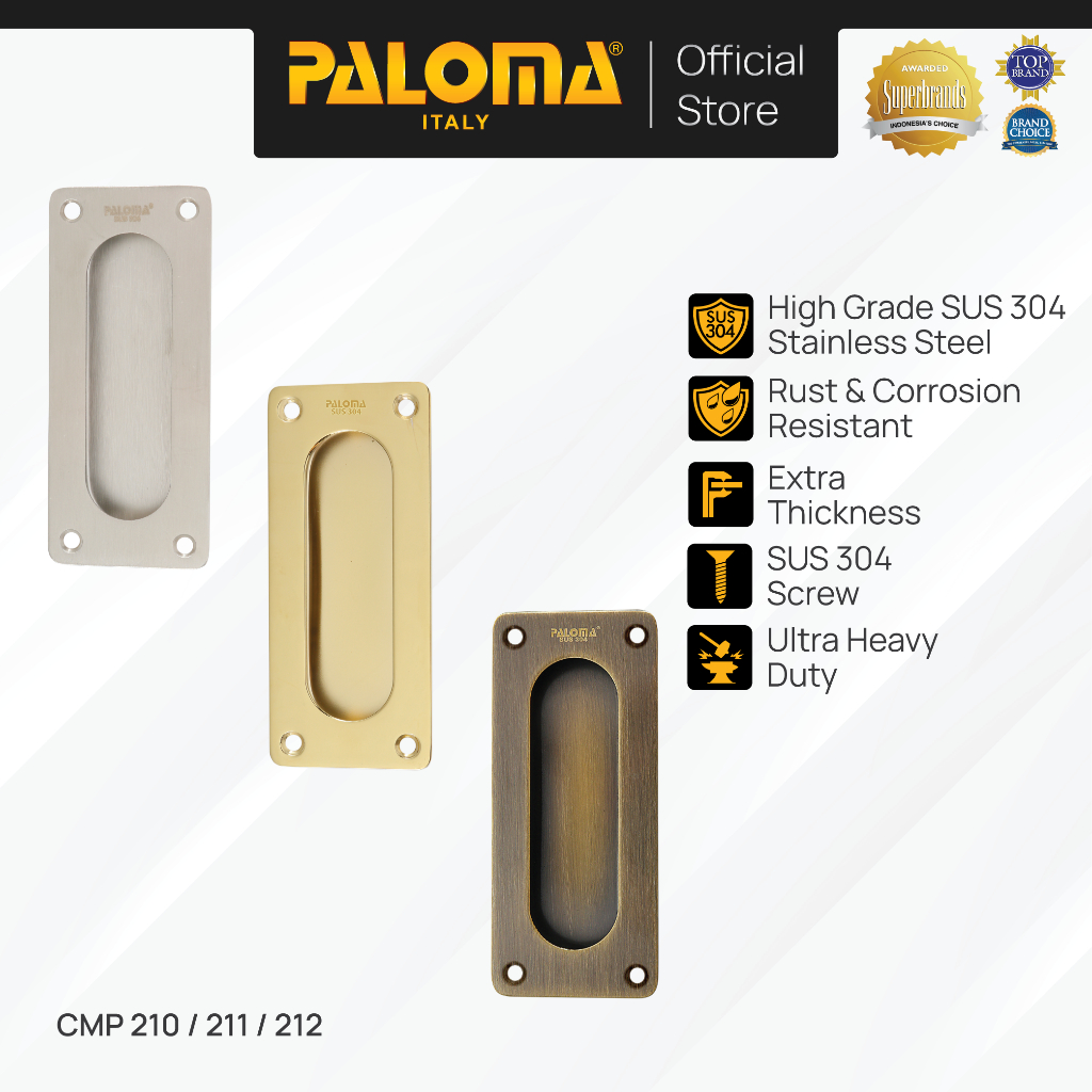 Jual PALOMA Gagang Pintu Door Handle Sliding Comen Flush Tanam Geser ...