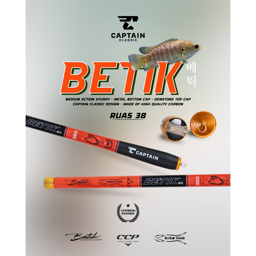 Jual Tegek Captain Carbon BETIK, Ruas Ulir Motif Batik, MERAH dan BIRU ...