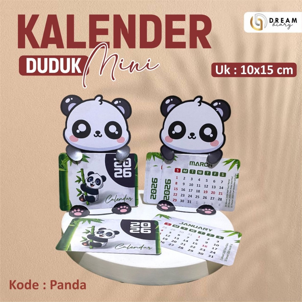 Jual Kalender Meja - Kalender Duduk Mini Aeshtetic Karakter Panda ...