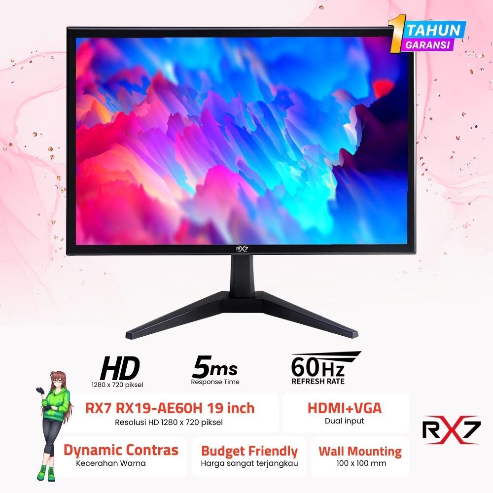 Jual Monitor LED 19 Inch RX7 RX19 AE60H HD 60Hz 5ms HDMI VGA / Monitor ...