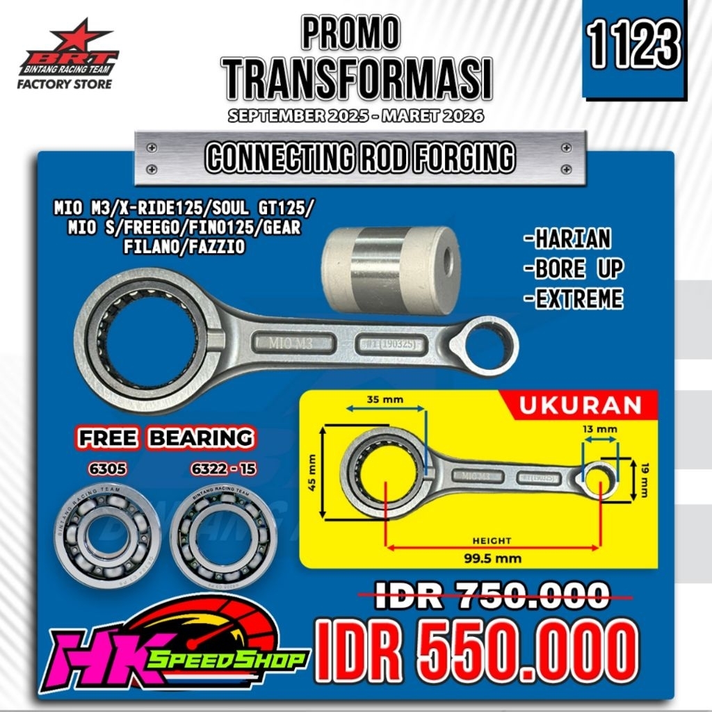Jual STANG SEHER CONROD BRT STANG PISTON FORGED 2PH PIN 13 MIO M3 ...