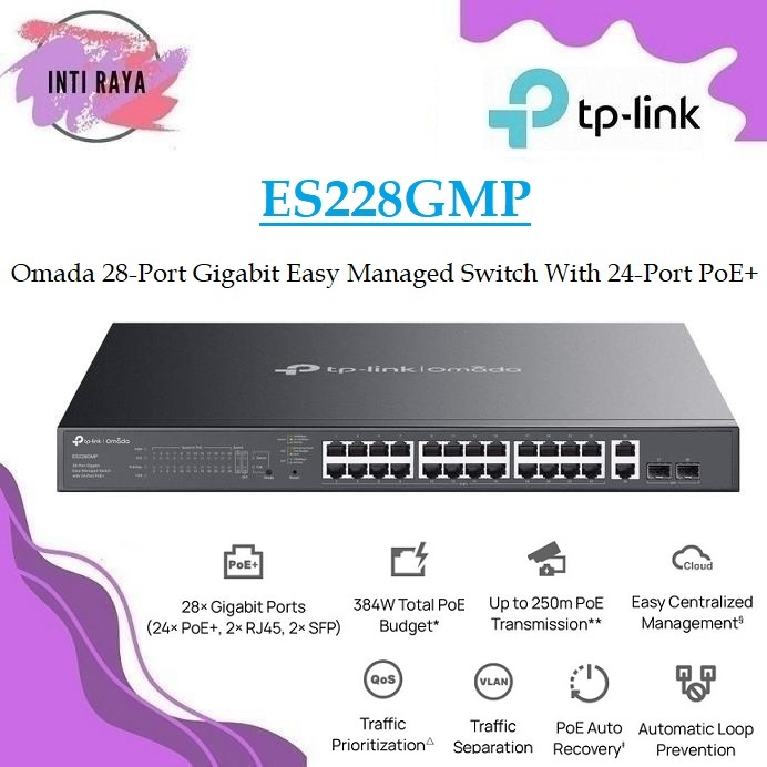 Jual TPLink ES228GMP Omada 28-Port Gigabit Easy Managed Switch with 24 ...
