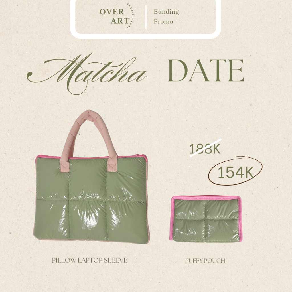 Jual Overart Matcha Date - Bundling Pillow laptop sleeve 13-14 inch dan Puffy pouch - tas laptop ...
