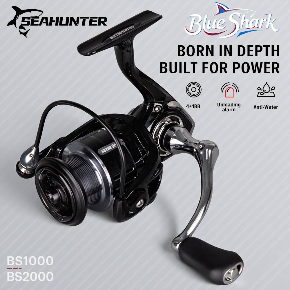 Jual SEAHUNTER Blue Shark Reel Pancing Power Handle Reel Spinning 1000 ...