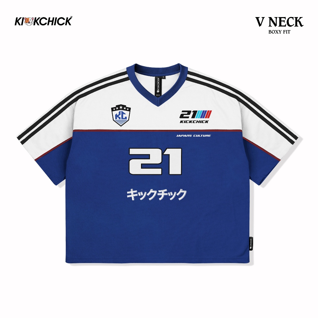 Jual Kickchick V-Neck Boxyfit Kickchick 21 Benhur White | Kaos Oversize ...