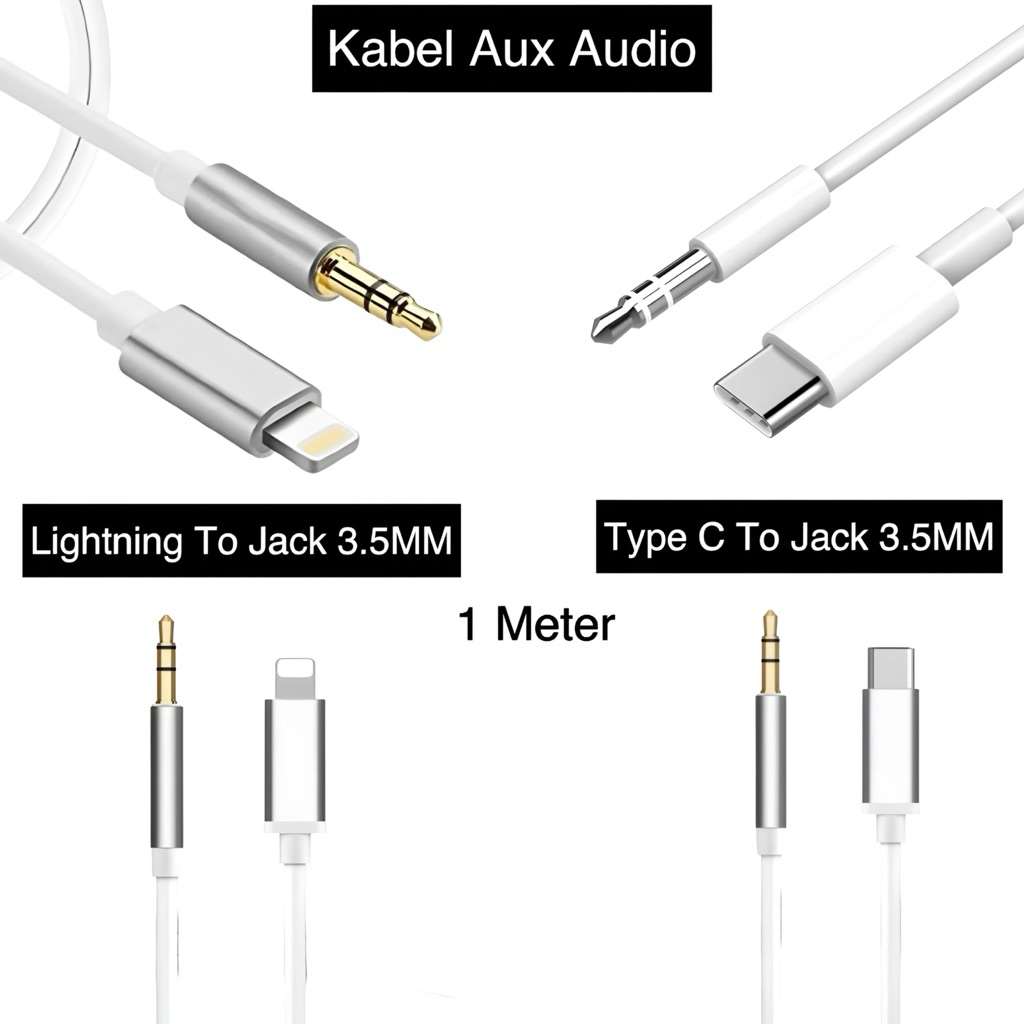 Jual Kabel Audio Aux Type C / Lighting To Jack 3.5mm Male | Shopee ...