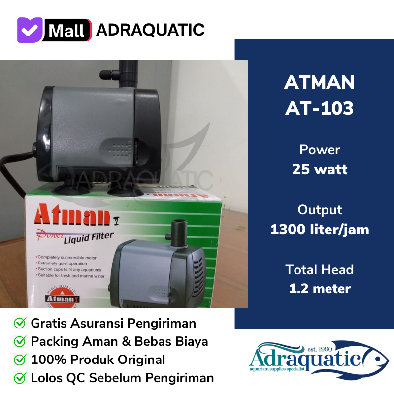 Jual ATMAN AT-103 POWER HEAD LIQUID FILTER POMPA AIR CELUP FILTER ...