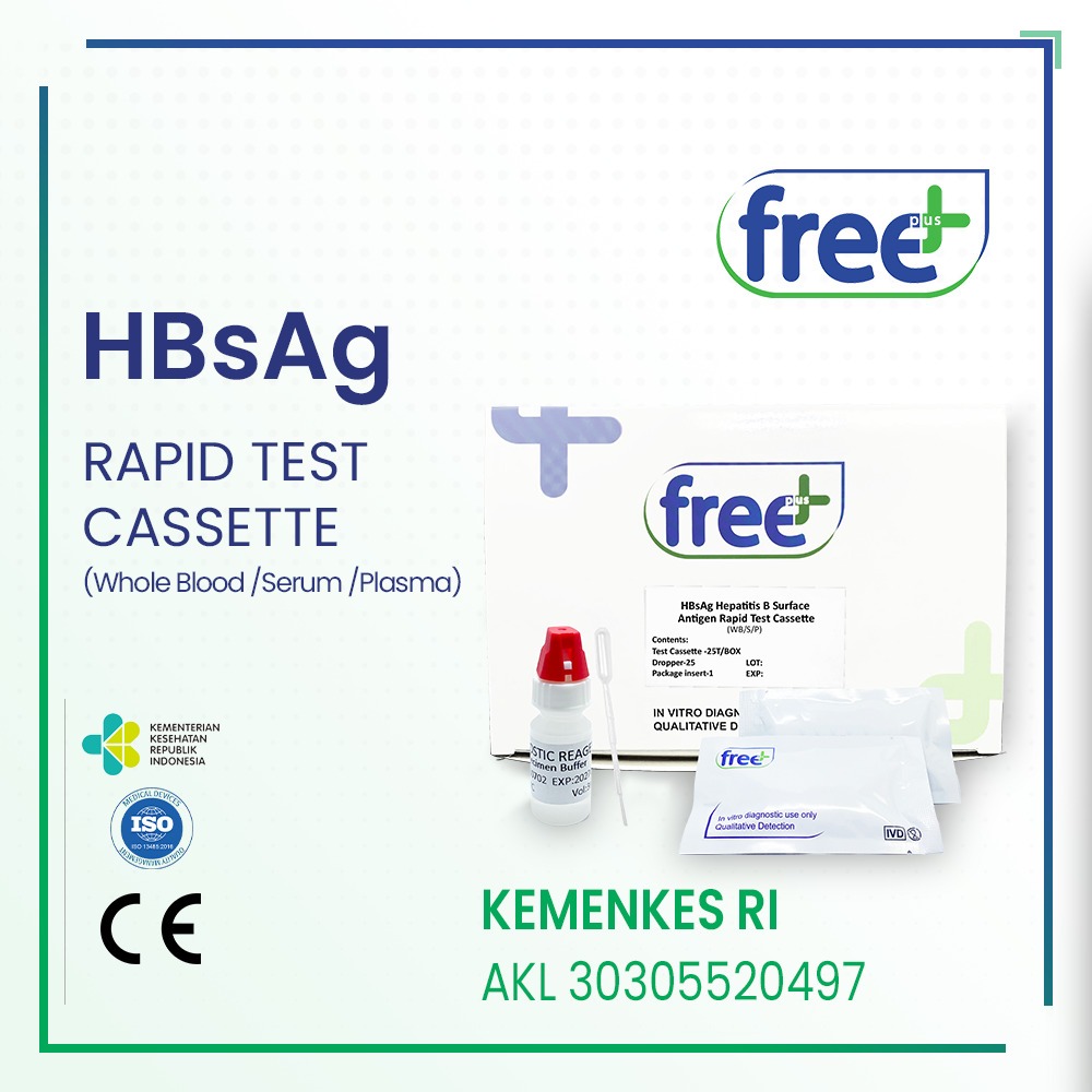 Jual Free Plus (HBsAg) Hepatitis B Surface antigen Rapid Test/Box, isi ...