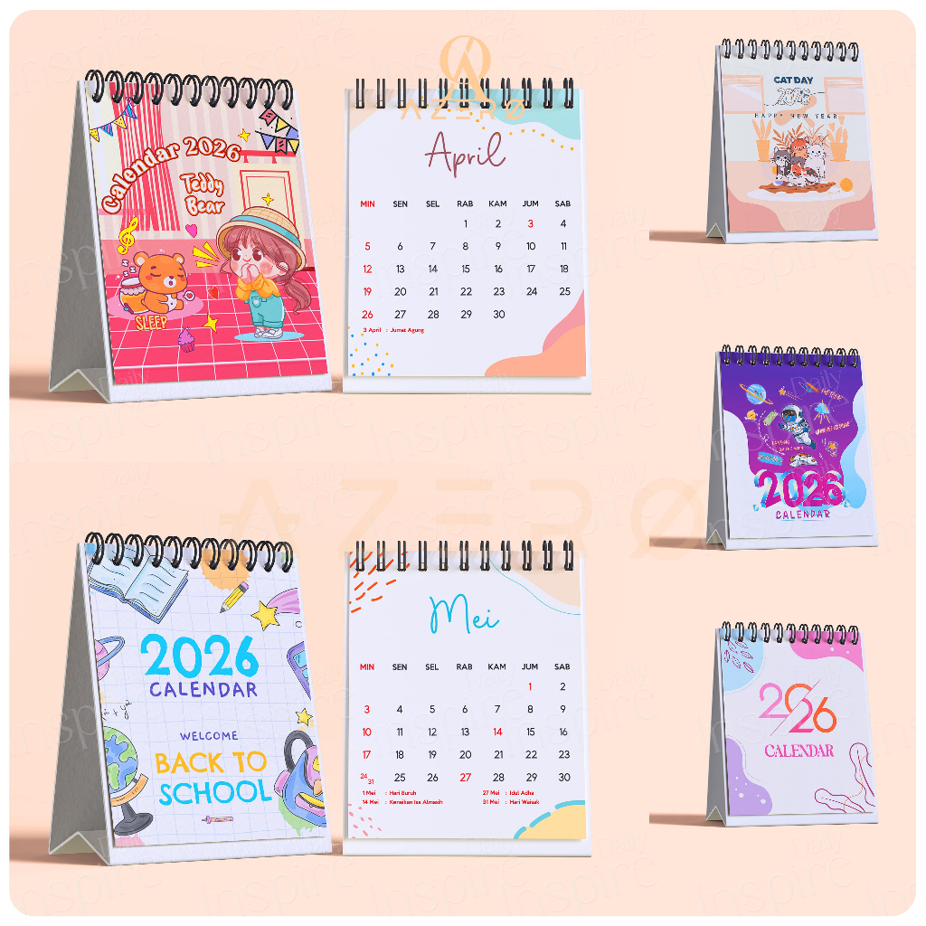 Jual Azero Kalender Mini 2026 / Kalender Meja Aesthetic Gift Souvenir ...