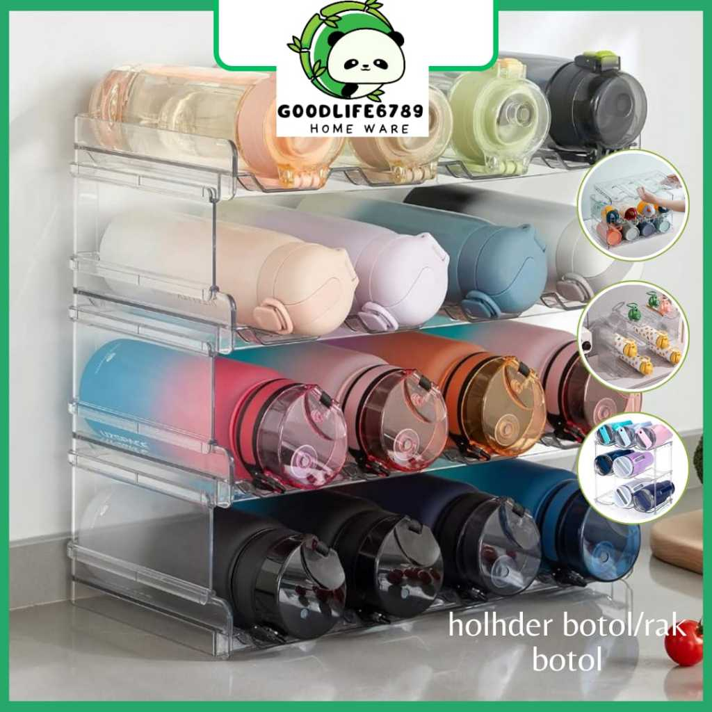 Jual Rak Botol Minuman Susun Transparan Bottle Holder Organizer Storage ...