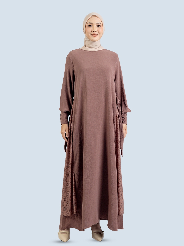 Jual Elzatta Long Dress Wanita Premium Baju Gamis Lace Crinkle | Shopee ...