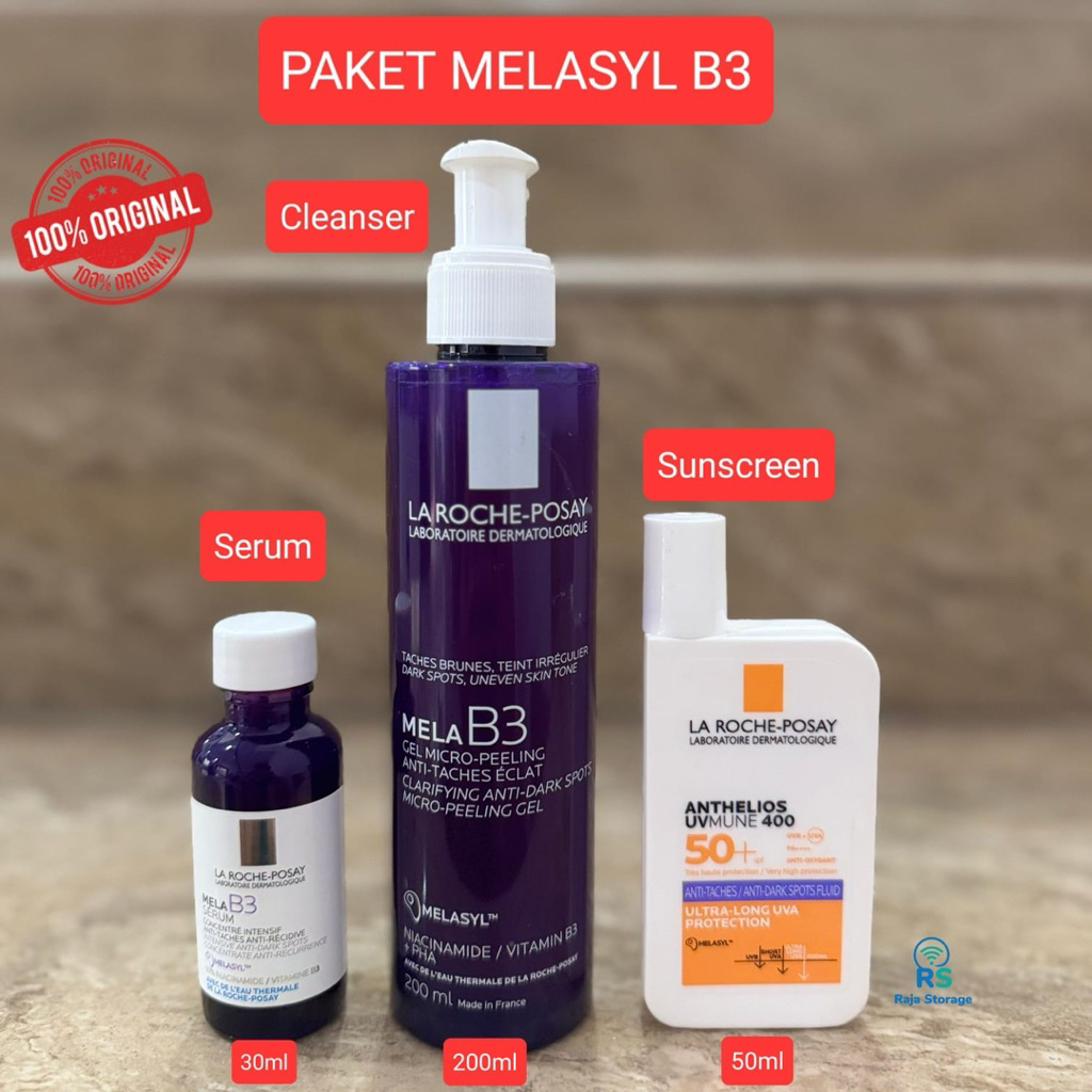 Jual PAKET MELASYL LRP MelaB3 Serum, Mela B3 Cleanser & Sunscreen ...