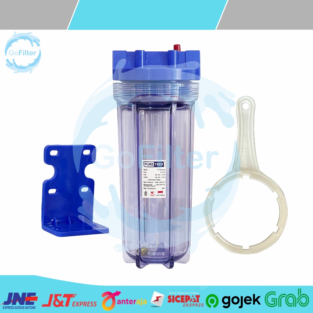 Jual HOUSING FILTER AIR 10 INCH CLEAR BLUE BIRU DRAT 1/2 3/4 1 INCH ...