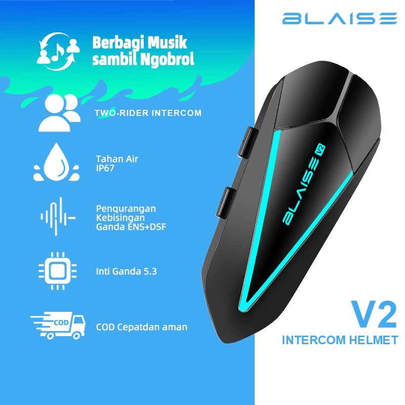 Jual BLAISE V2 Intercom helm musik share headset helm sambil ngobrol ...
