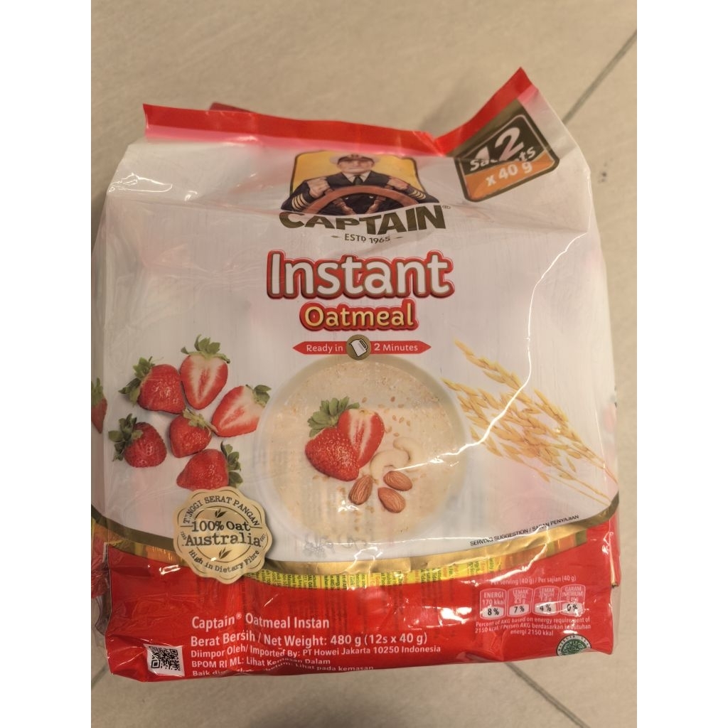 Jual CAPTAIN OATS INSTANT OATMEAL 12S X 40GR NO SUGAR. 100% OAT ...