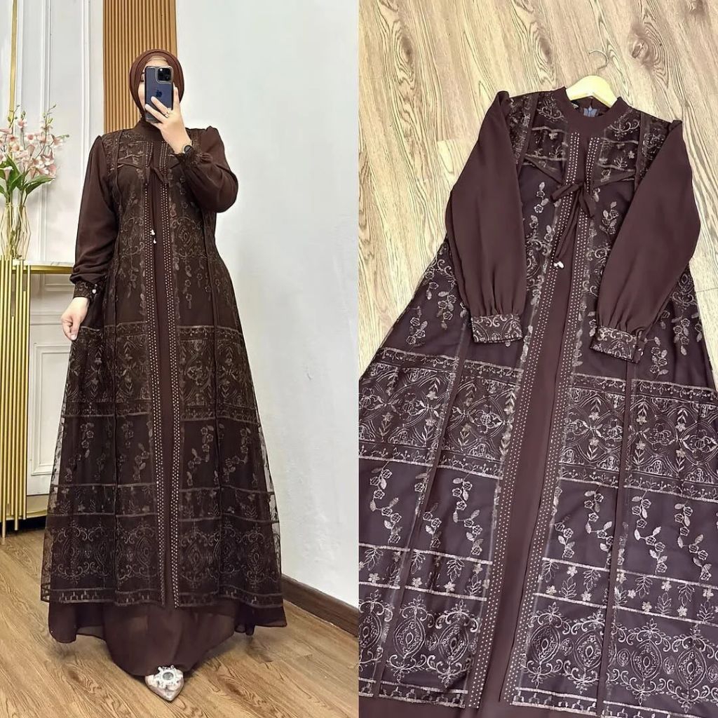 Jual Dress Brukat Devina Mewah Elegant Kombinasi Brukat Plus Swarovski ...