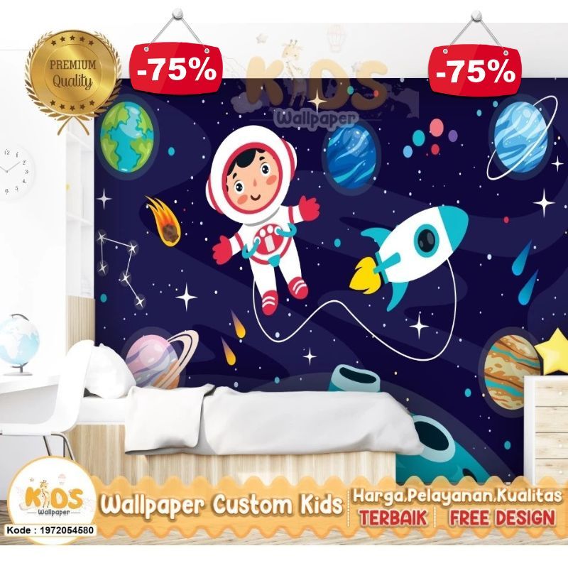 Jual Wallpaper Dinding Custom 3D Tema Astronot | Animasi Hewan ...