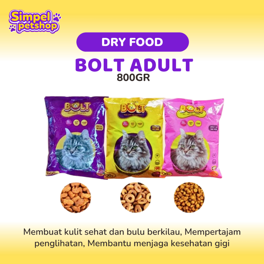 Jual BOLT CAT Dry Food kibble ikan Kemasan Baru Frespack 800 gram Pakan ...