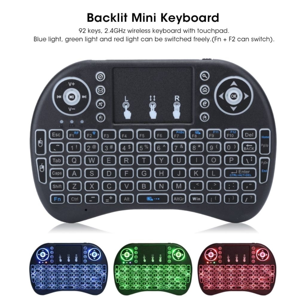Jual Keyboard Mini Wireless 2.4G Backlit With touchpad for android Tv ...