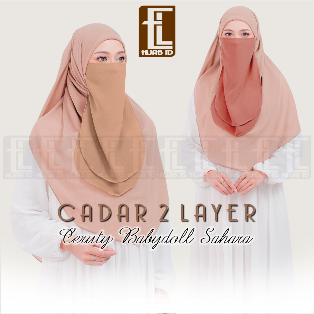 Jual Cadar Dua Layer Ceruty Babydoll Sahara Niqab Tali Tanpa Jahitan di Bawah Mata | Shopee ...