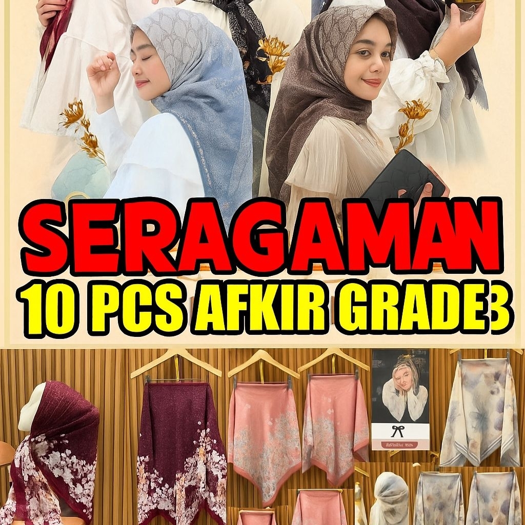 Jual 10 PCS HIJAB MOTIP AFKIR RIJECK GRADE B LAYAK PAKAI PAKET 10 PCS ...