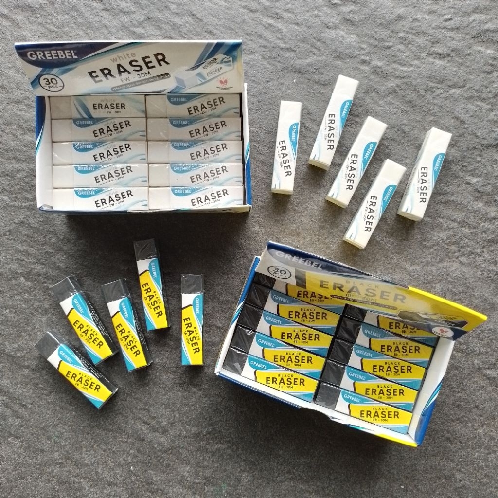 Jual Penghapus Stip Eraser Greebel Besar | Putih | Hitam | ( Pak 30 Pcs ...