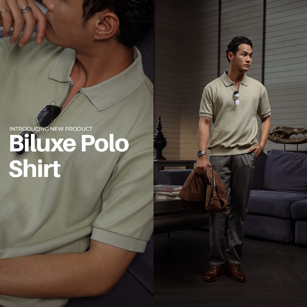 Jual JB Biluxe Half Zip Polo Shirt Olive- Kaos Kemeja Polo Sleting ...