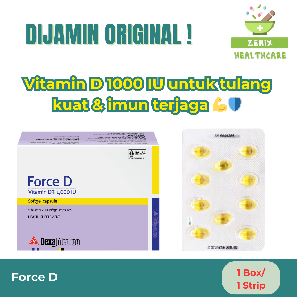Jual Force D 1000 IU – Suplemen Vitamin D untuk Tulang & Imun | Shopee ...