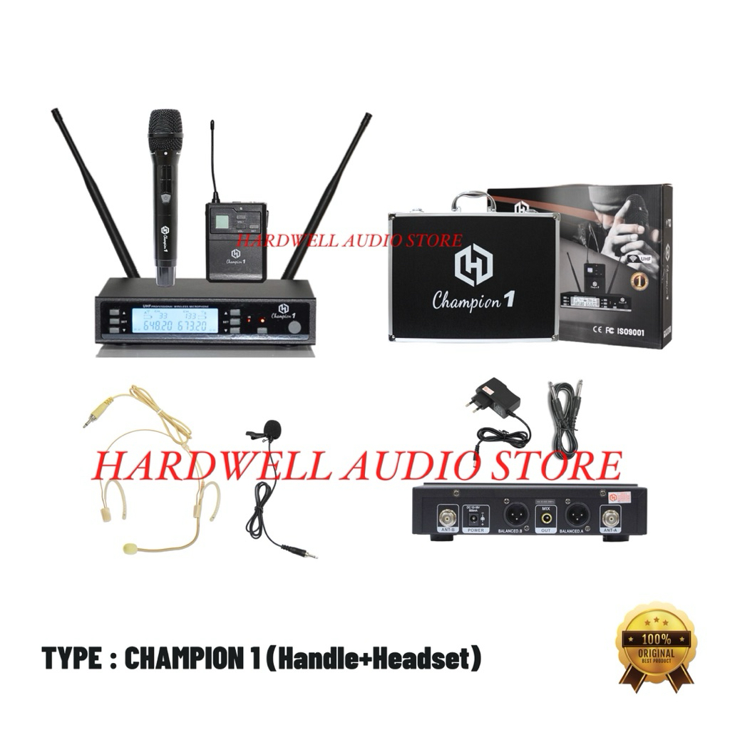 Jual Mic Wireless Hardwell CHAMPION 1 Kombinasi Handheld Clip on ...
