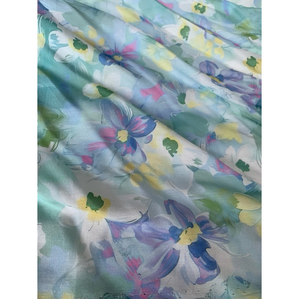 Jual bahan kain katun rayon super digital print/rayon motif bunga ...