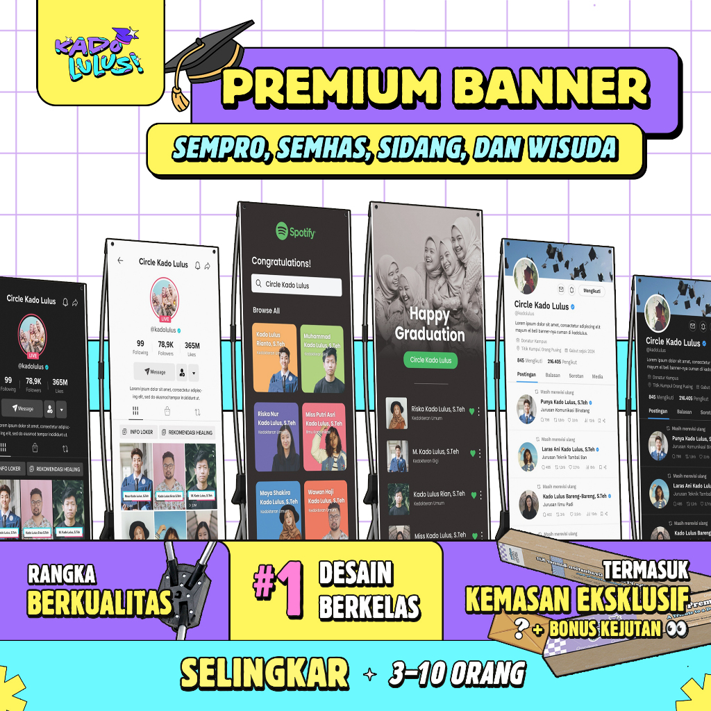 Jual KADO LULUS Premium Banner Spanduk Wisuda Sidang Skripsi Sempro ...