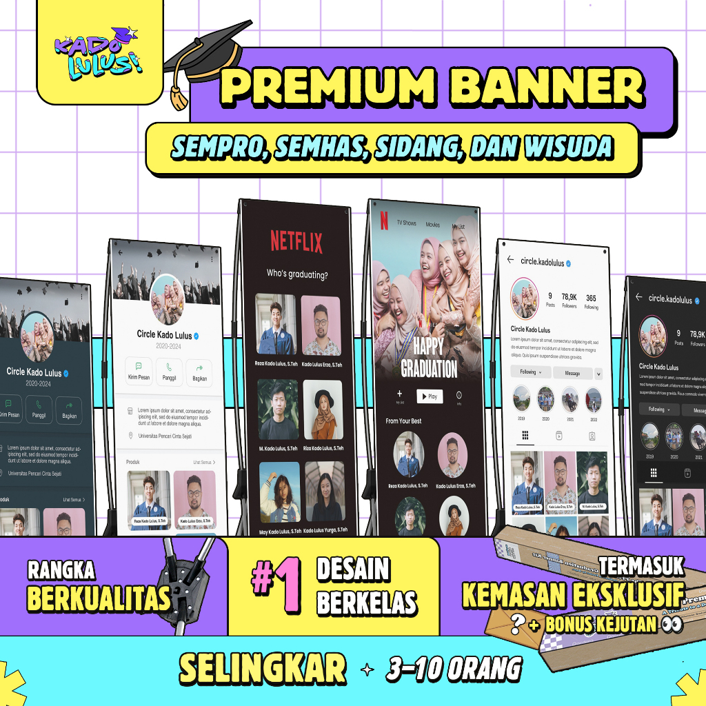 Jual KADO LULUS Premium Banner Spanduk Wisuda Sidang Skripsi Sempro ...
