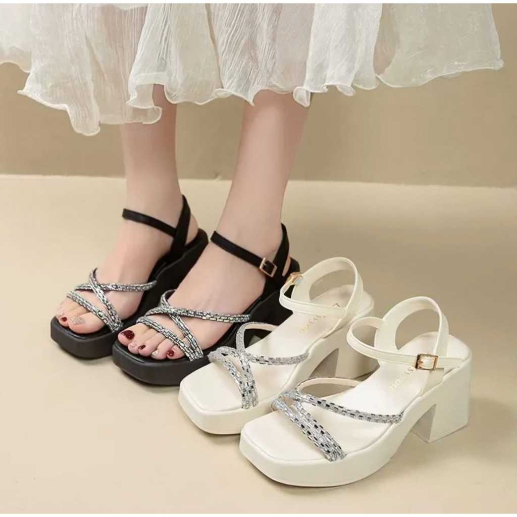 Jual Jejak Sandal Heels Wanita Cantik Elegan Permata (AP56) - Tinggi ...