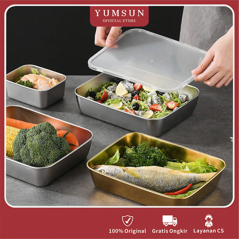 Jual YUMSUN Food Box Stainless 5pcs Food Storage Wadah Stainless Steel ...