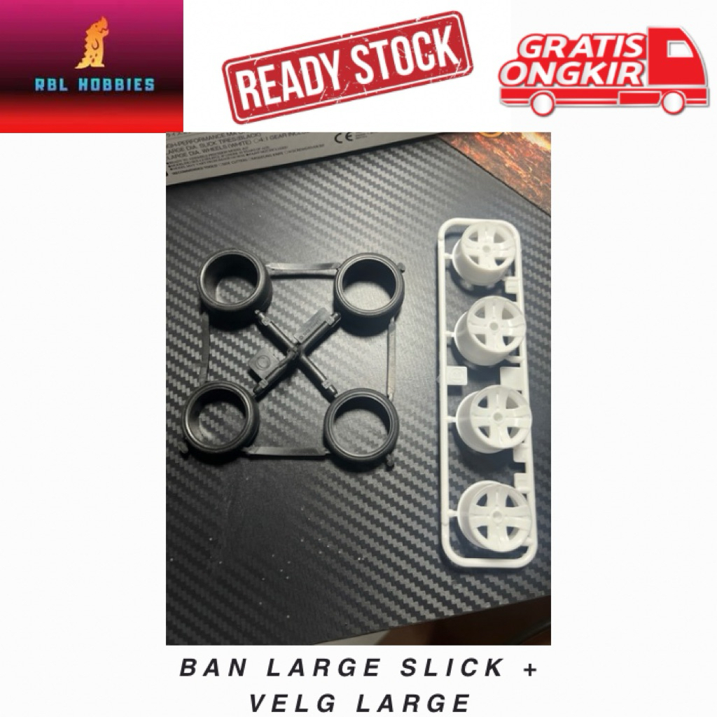 Jual Tamiya Velg Large + Ban Large Slick Set Original Loose Kit Mini4WD ...