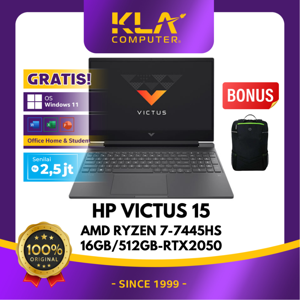 Jual HP Victus 15 AMD Ryzen 7 7445HS 16GB SSD 512GB RTX2050 15.6inch ...
