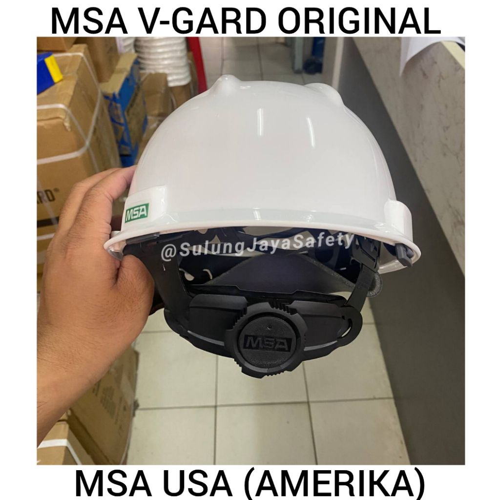 Jual HELM SAFETY MSA ORIGINAL V-GARD FASTRACK TALI DAGU FULLSET PUTIH ...
