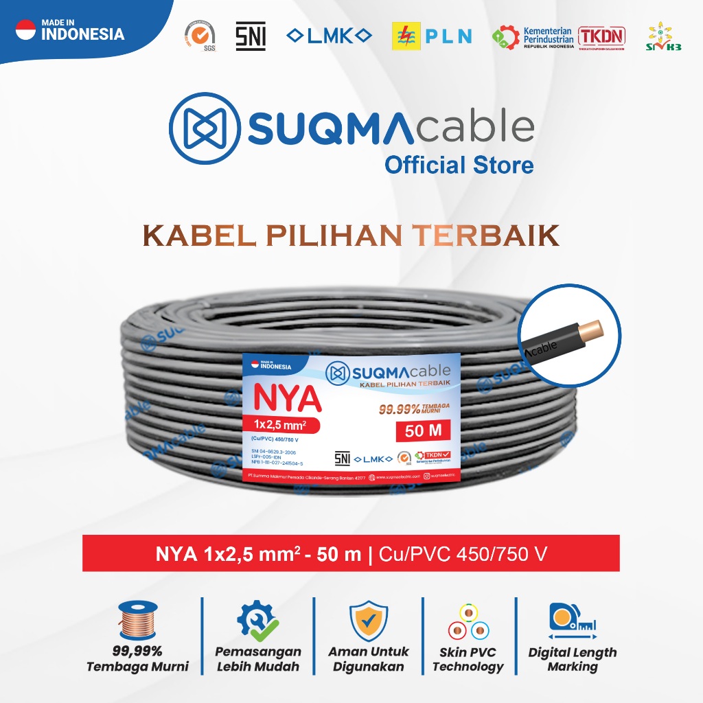 Jual Kabel Listrik NYA 2.5mm Merek SUQMAcable | Shopee Indonesia