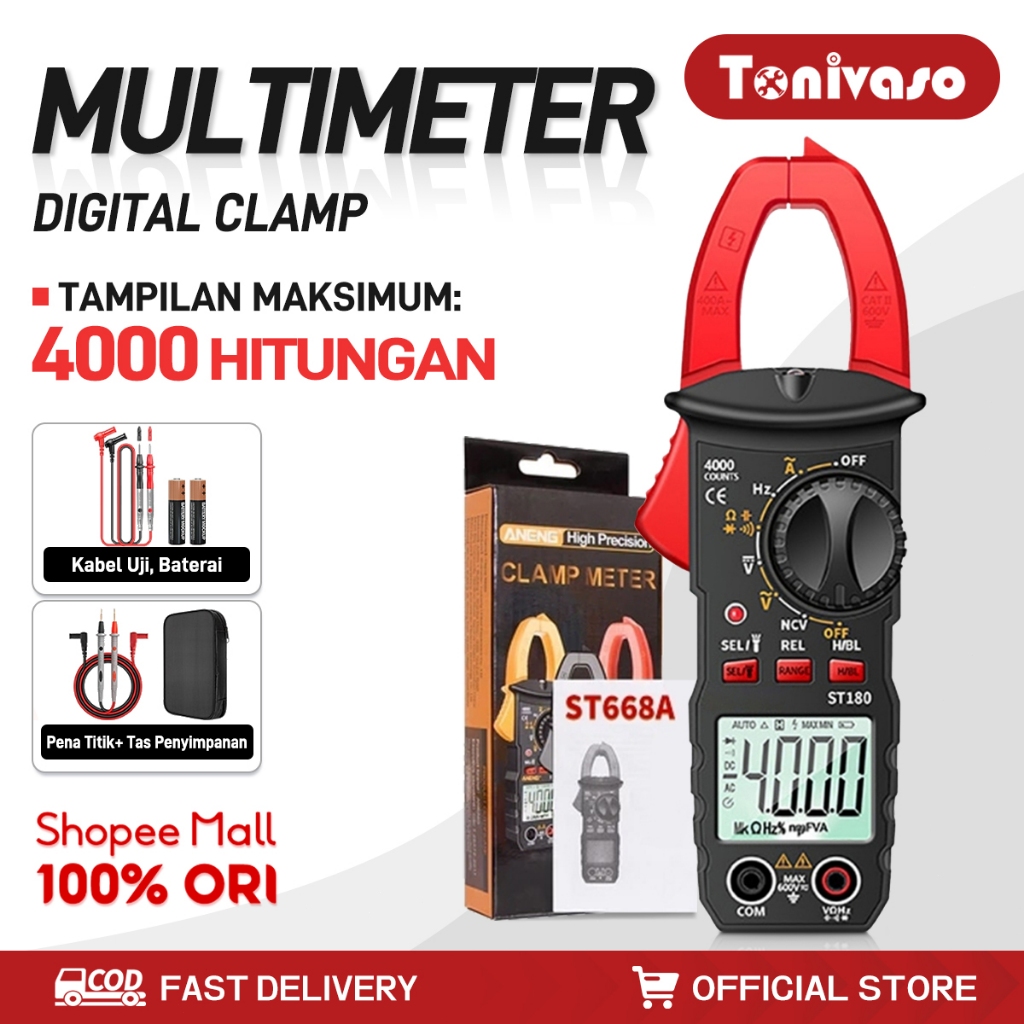 Jual Tonivaso ST180 Plus Digital Clamp Meter Tang Ampere Multitester ...