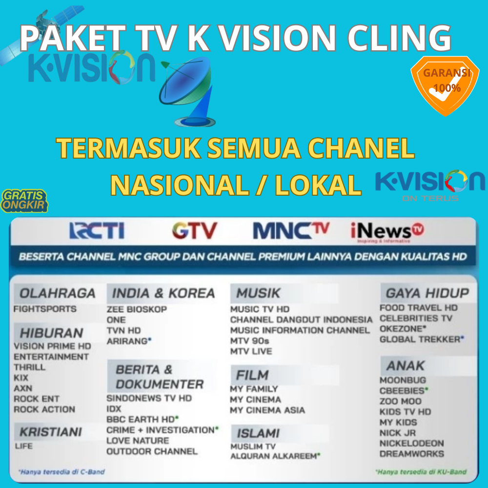 Jual PAKET TV K VISION CLING LENGKAP CHANEL MNC DAN ANAK ANAK SEMUA ...