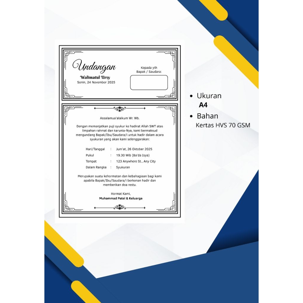 Jual Undangan Walimatul Ursy HVS 70 Gsm | Shopee Indonesia