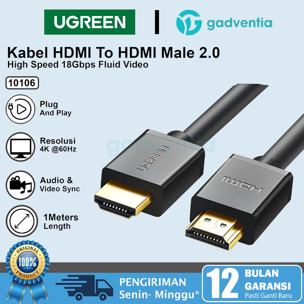 Jual UGREEN Kabel Konektor HDMI To HDMI Ultra HD 4K 60Hz High Speed ...