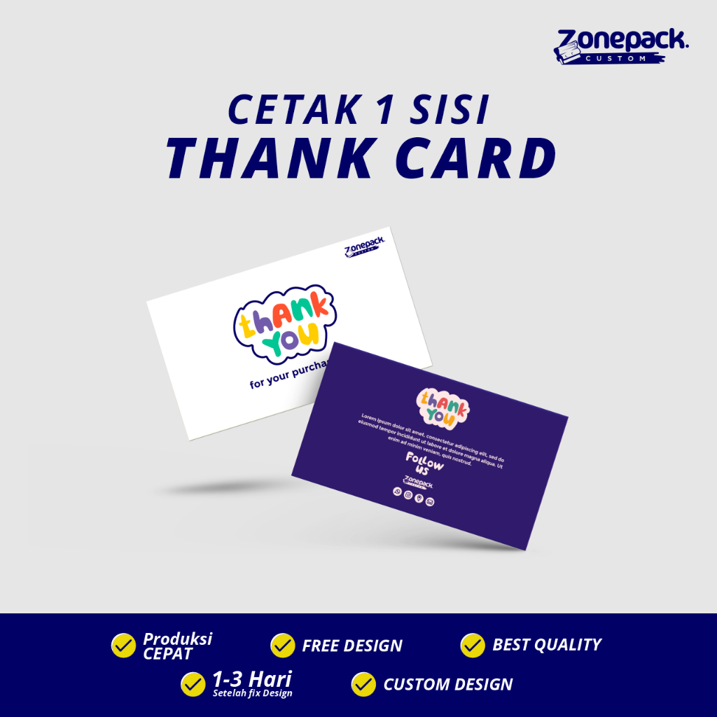 Jual Thank You Card 1 Sisi | Custom Design | Souvenir Ucapan Terima ...