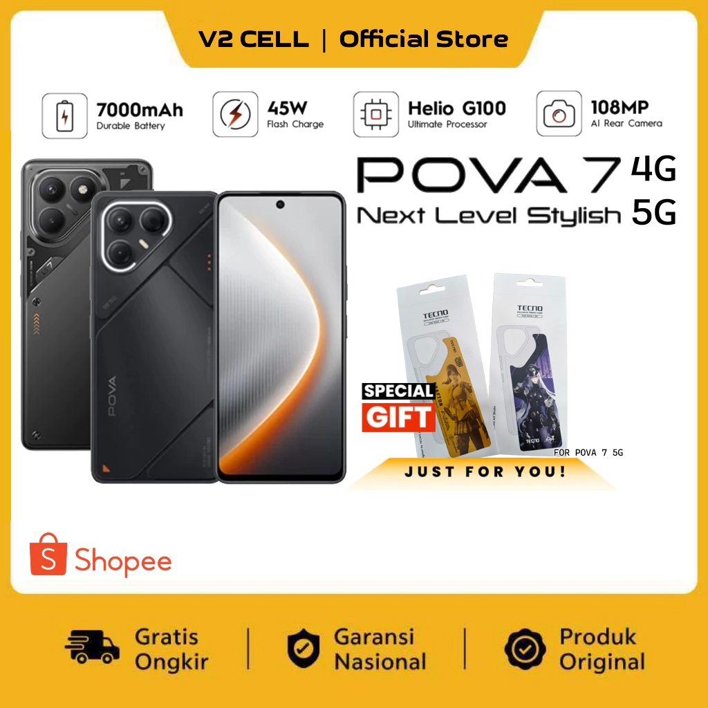 Jual TECNO POVA 7 4G / POVA 7 5G [8+128GB][8+256GB]-7000 mAh-Helio G100 UltI-120Hz-ORIGINAL ...