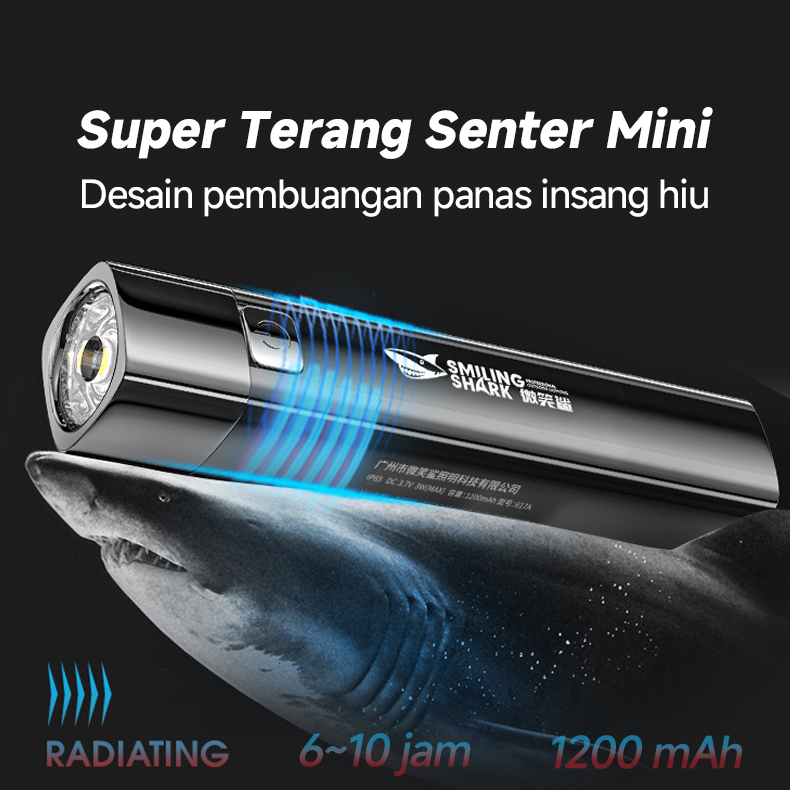 Jual SMILING SHARK Senter Mini LED Super Terang 617A Portable dengan ...